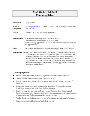 MAS201 Syllabus Spring 2023 - MAS 201 Spring 2023: Introductory ...