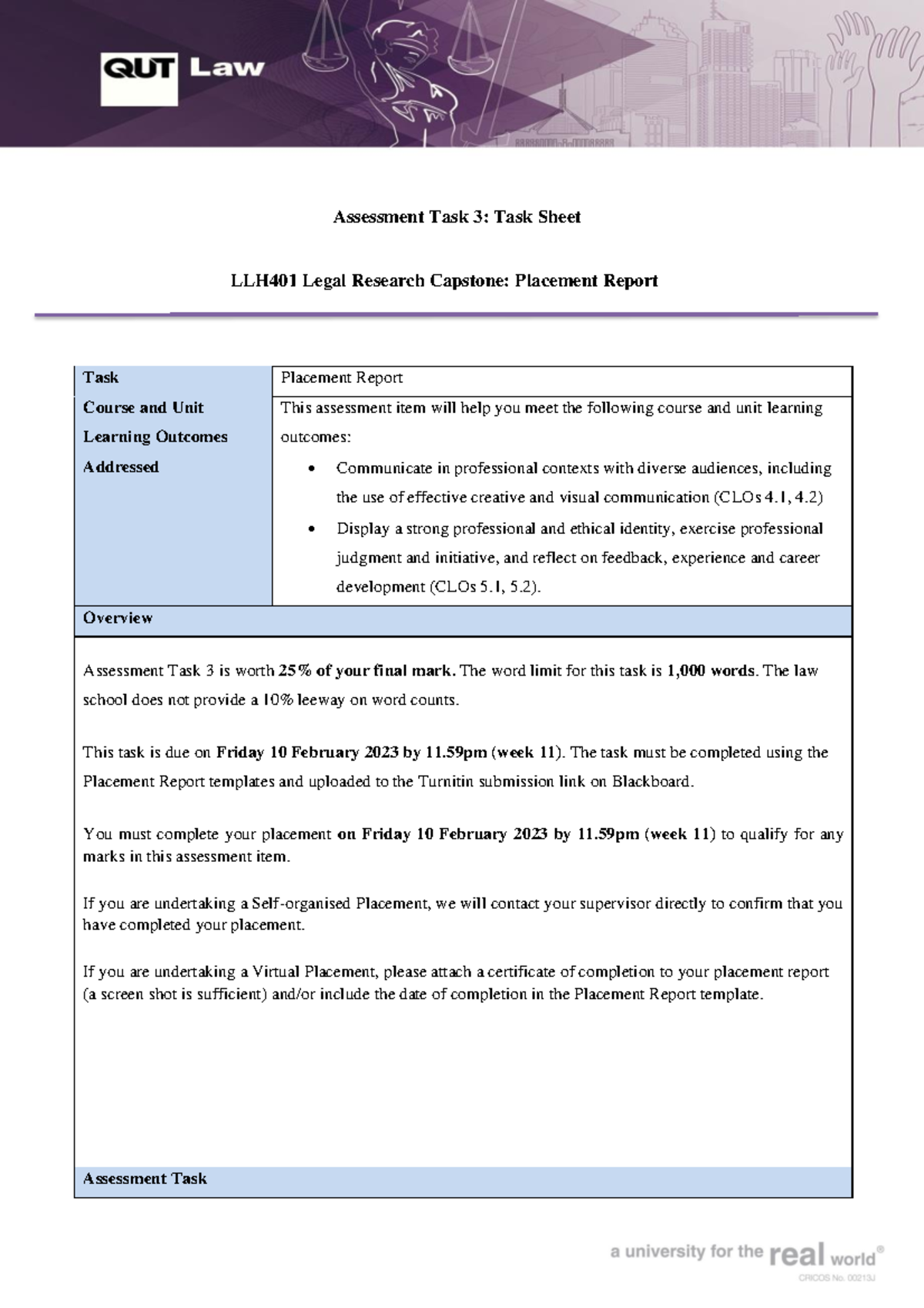 Summer 2022 LLH401 Assessment 3 Task Sheet - Assessment Task 3: Task Sheet LLH401 Legal Research ...