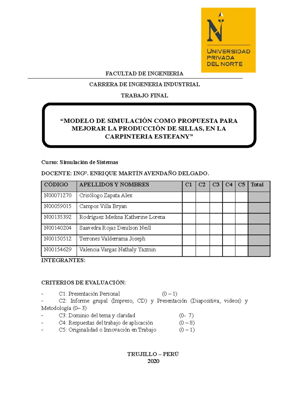 Proyecto DE Simulación - FACULTAD DE INGENIERIA CARRERA DE INGENERIA ...