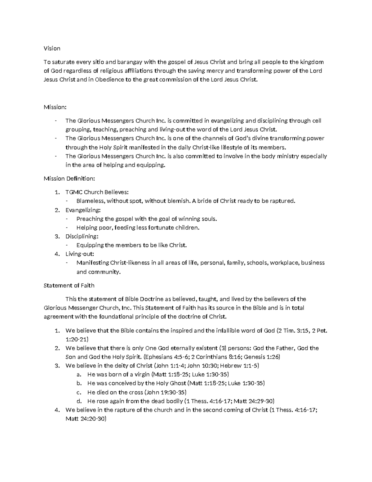 Vision - assignment assignment assignment - Vision To saturate every ...