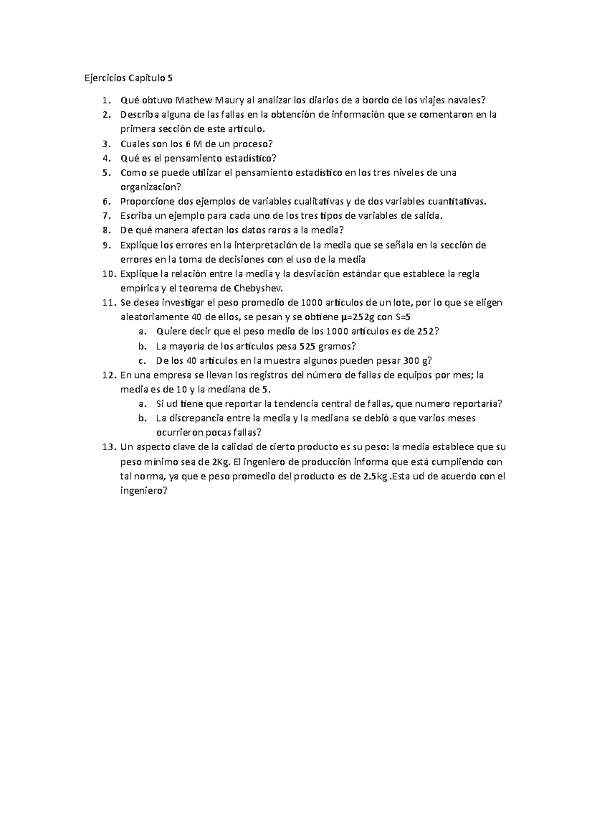 Tarea I Grupal - Preguntas del Cap5 1-13 pagina 128 - Ejercicios Capitulo 5 Qué obtuvo Mathew ...