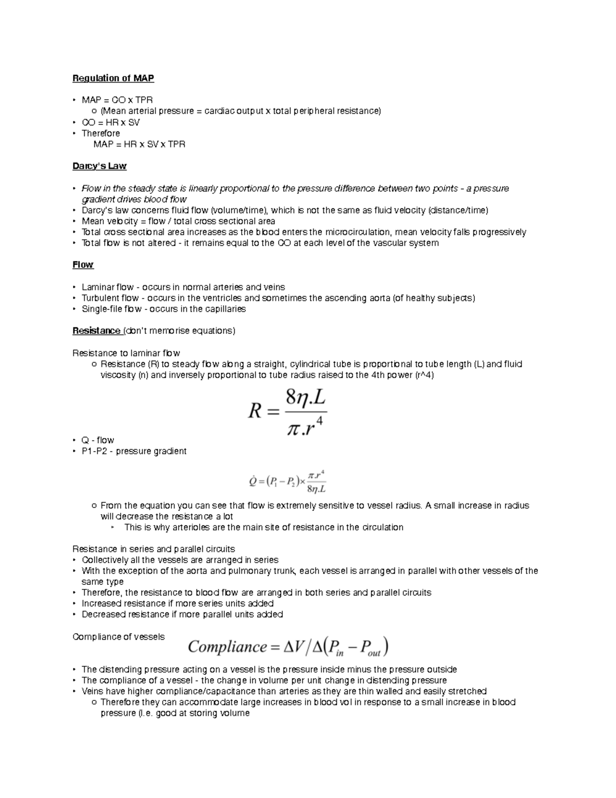 Physiology - Haemodynamics and Microcirculation - Regulation of MAP MAP ...