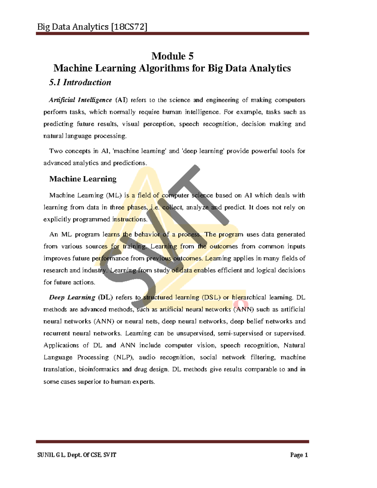 BDA Mod5@Az Documents - notes - Module 5 Machine Learning Algorithms ...