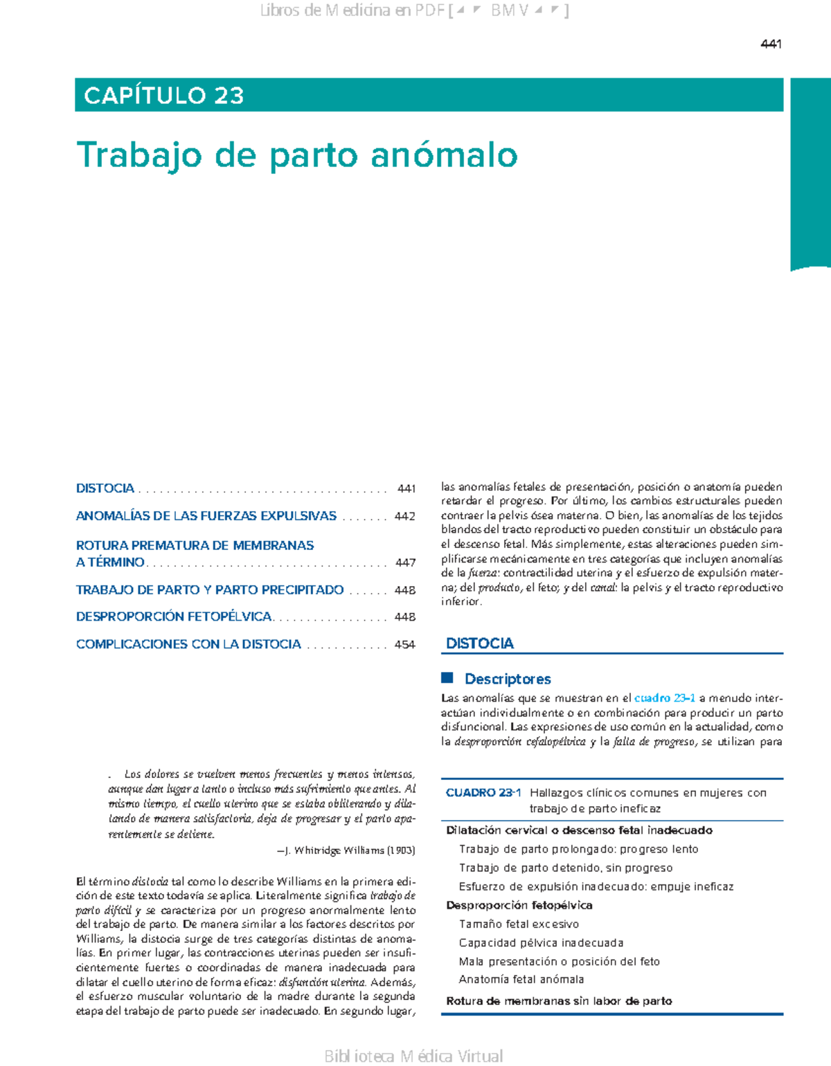 Parto distócico Williams - 441 las anomalías fetales de presentación ...