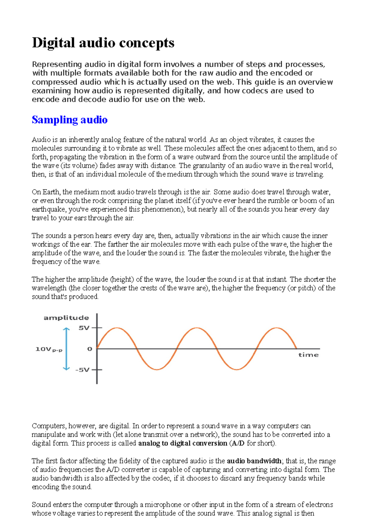 UNIT IV - multimedia - Digital audio concepts Representing audio in ...