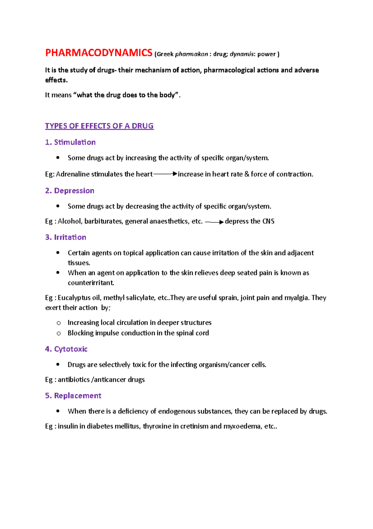 Pharmacodynamics - Lecture Notes - PHARMACODYNAMICS (Greek pharmakon ...