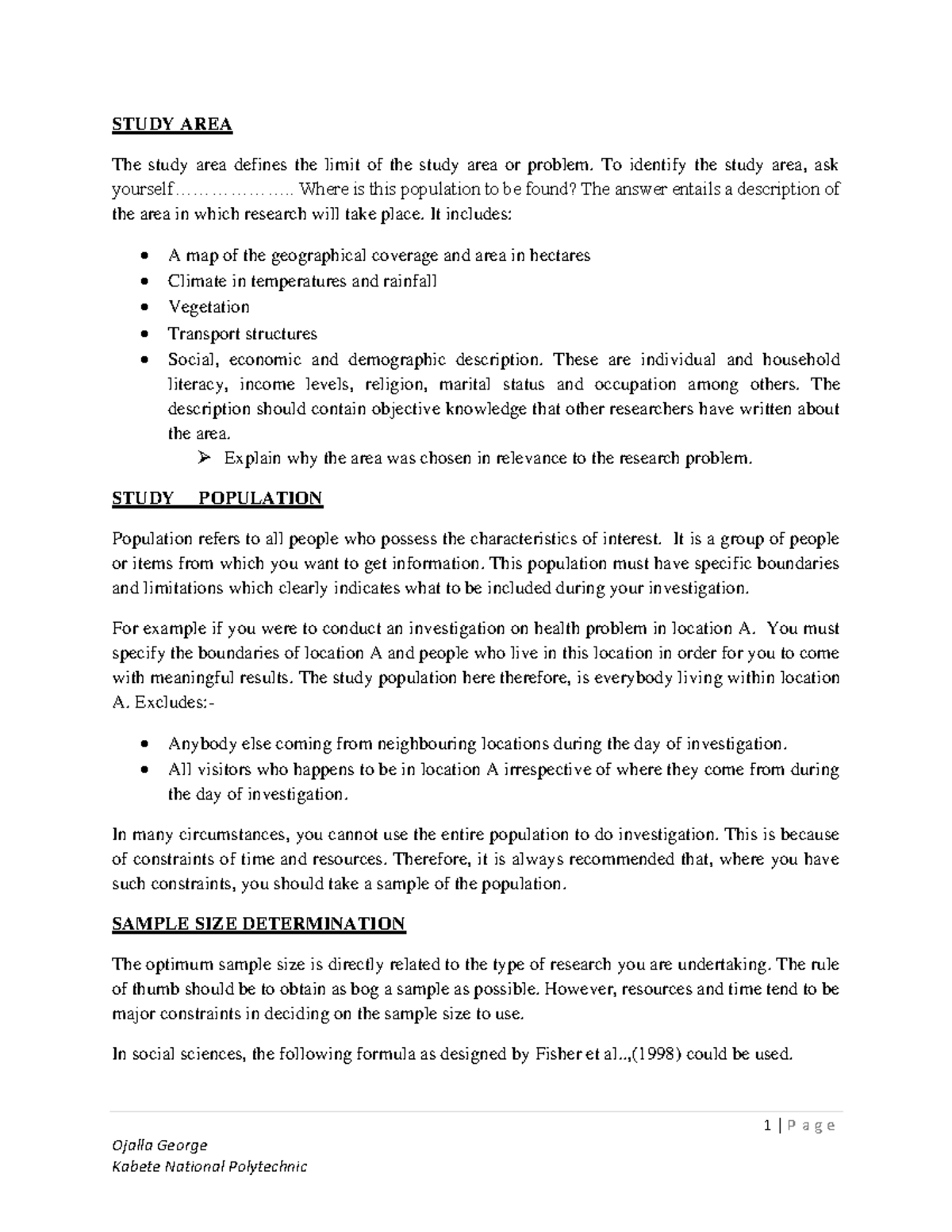 Research Methods Lesson 6 Methodology 1 P A G E Ojalla George