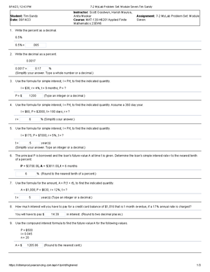 3-2 My Lab Problem Set Module Three - 1. 2. 3. Student: Tim Sandy Date ...
