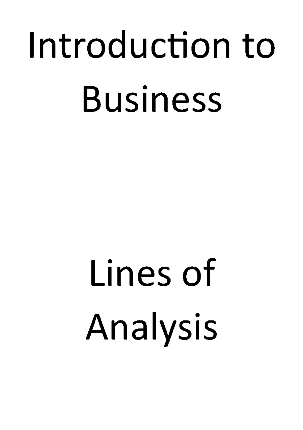 Introduction to Business - lines of analysis booklet - Introduction to ...