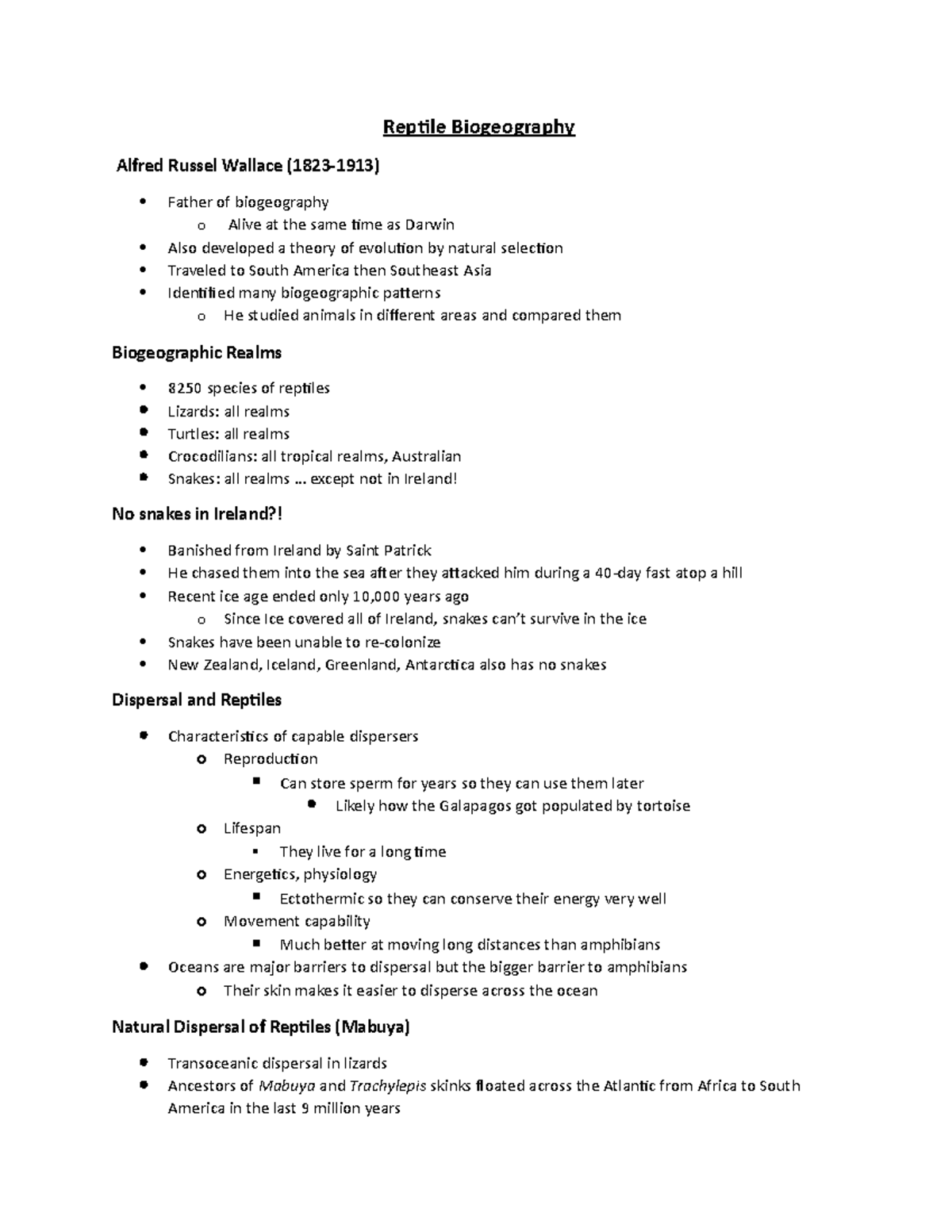 NRS 417 Reptile Biogeography - Reptile Biogeography Alfred Russel ...