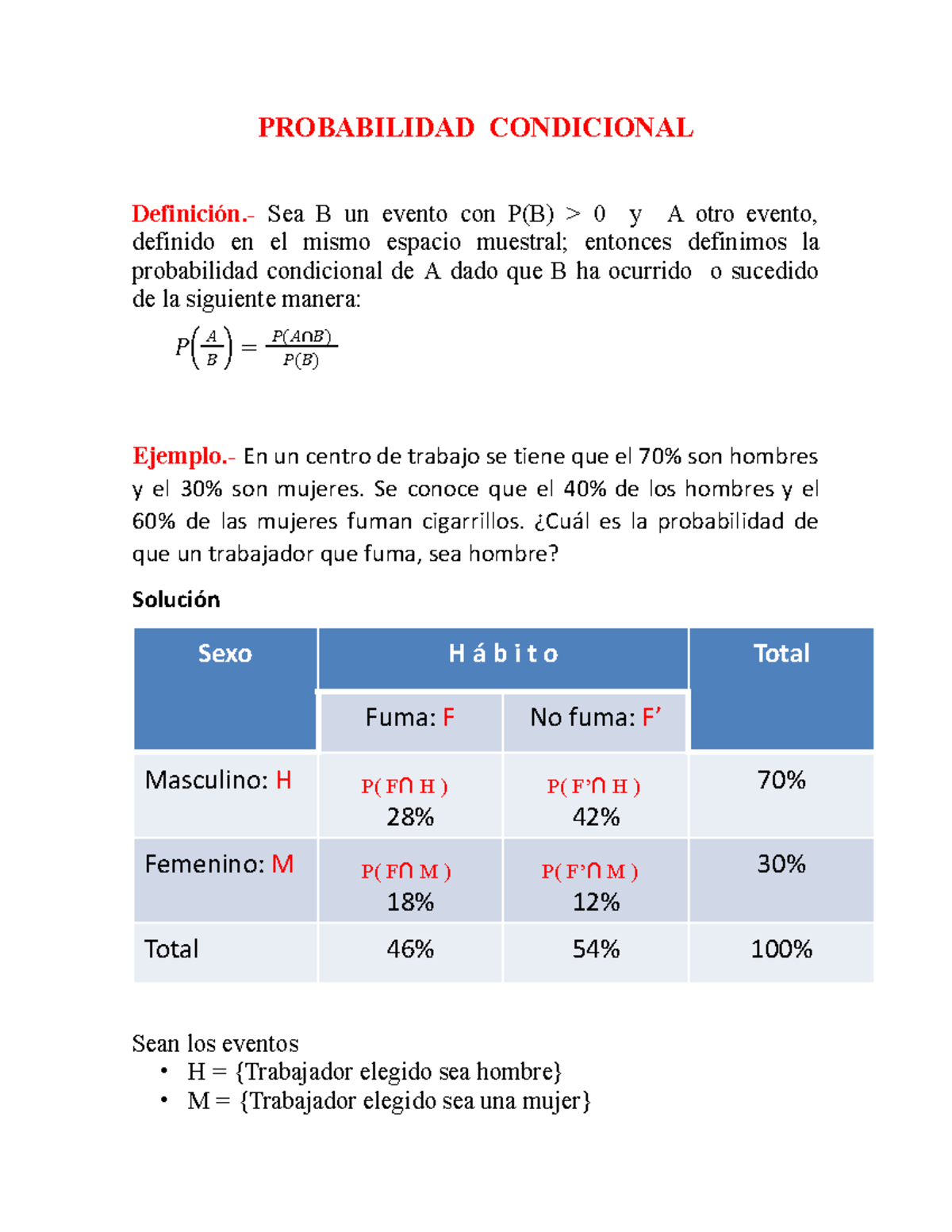 Probabilidad Condicional - PROBABILIDAD CONDICIONAL Definición.- Sea B ...