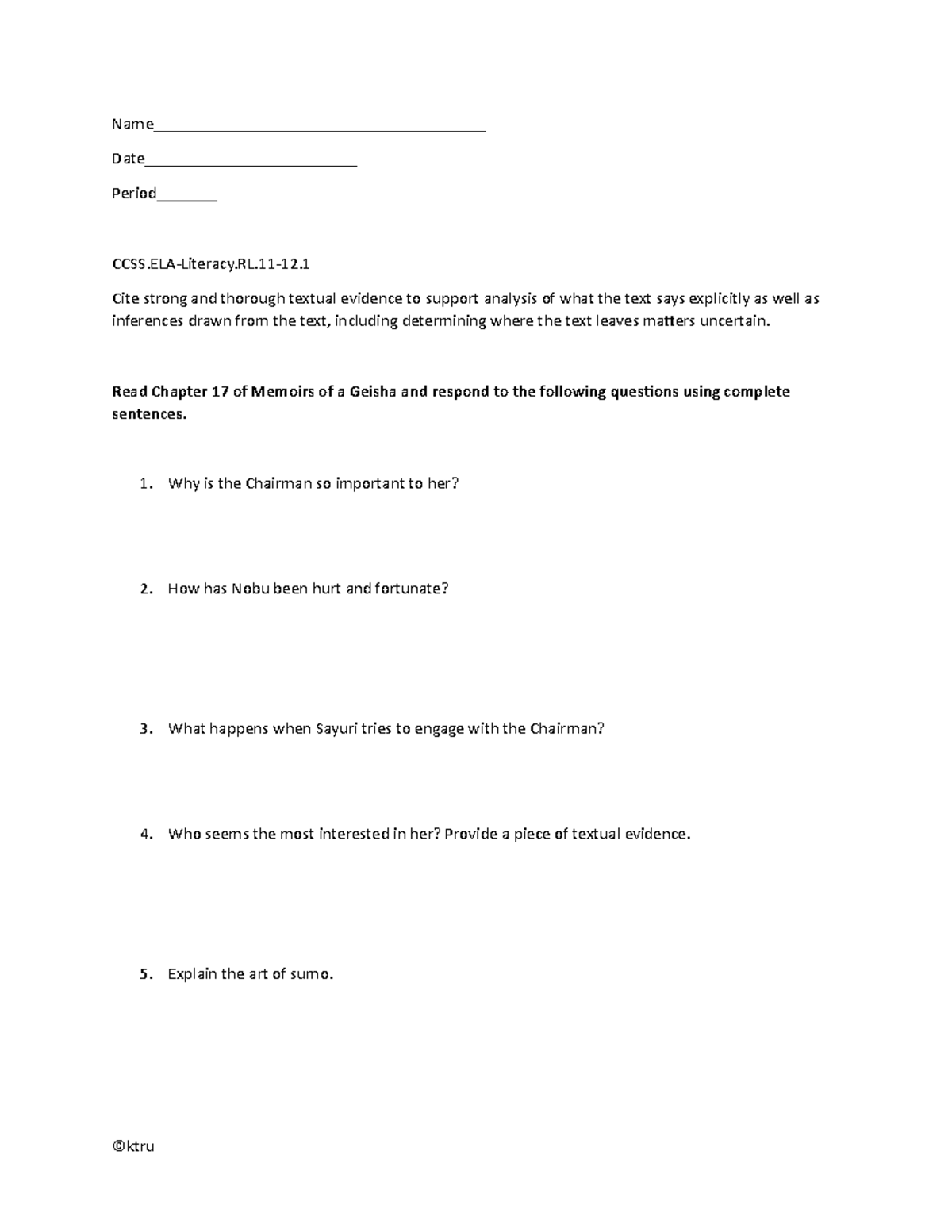 Memoirs of a Geisha Chapter 17 - - Studocu