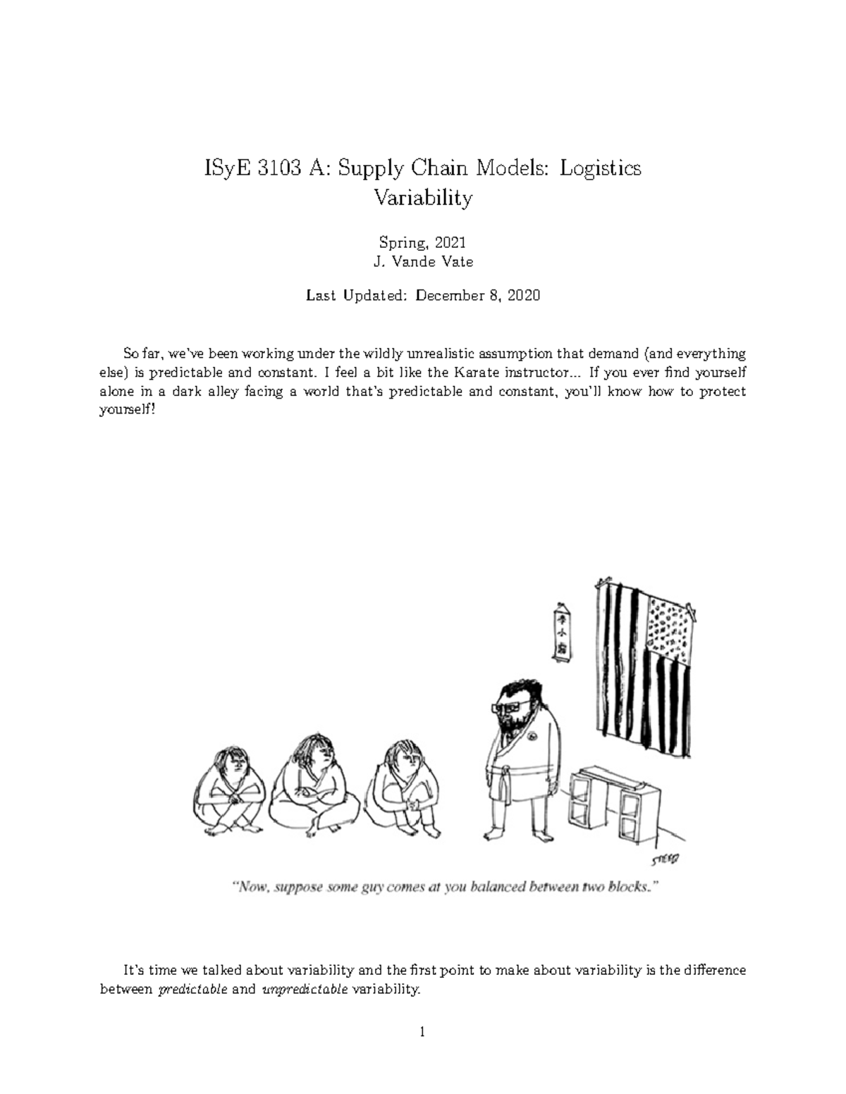 IE 3103 Variability - ISyE 3103 A: Supply Chain Models: Logistics ...