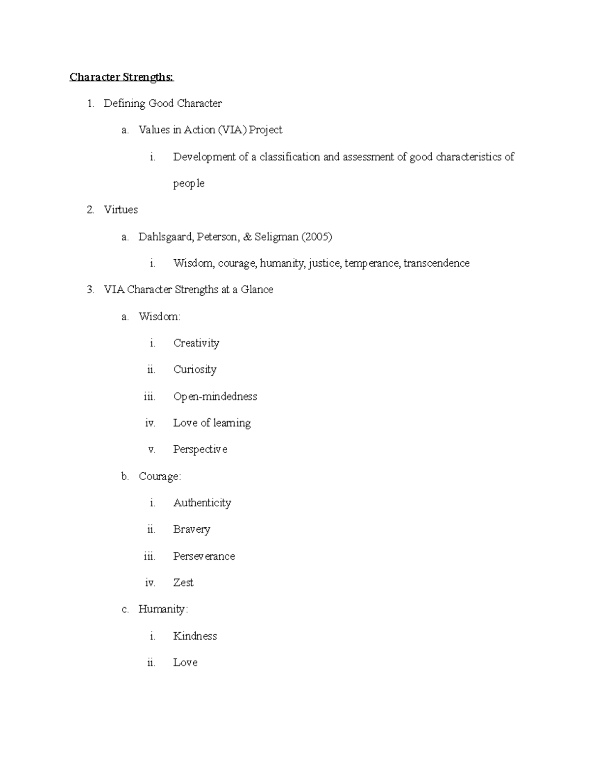 Module 6 Lecture - Character strengths. - Character Strengths: 1 ...