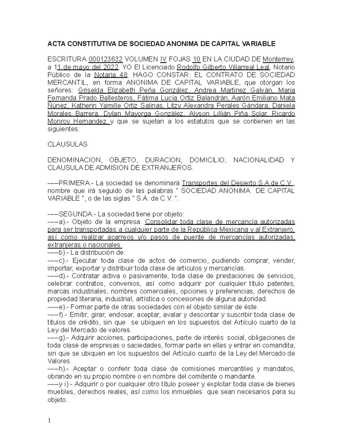 26632245 Modelo de Acta Constitutiva de Sociedad Anonima de Capital Variable 2 - ACTA ...