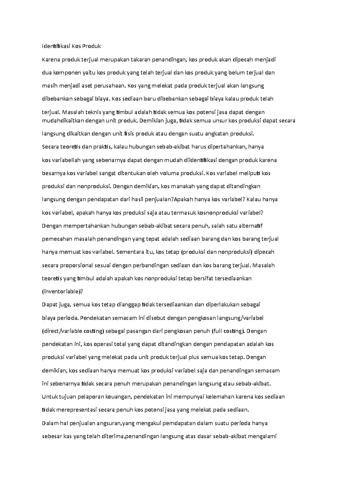 Identifikasi Kos Produk - Identifikasi Kos Produk Karena produk terjual ...