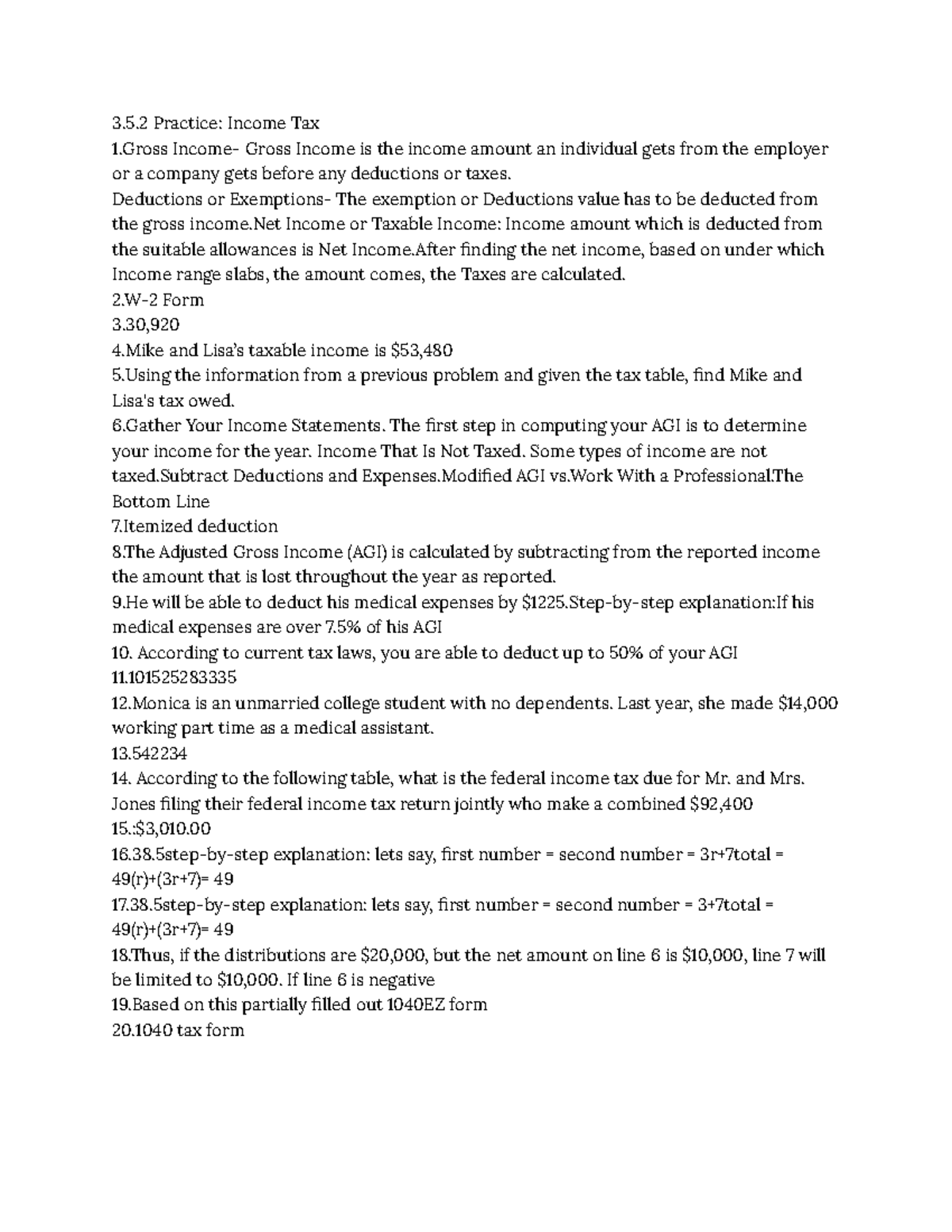 Unit 3 semester 1 - lecture notes - 3.5 Practice: Income Tax 1 Income ...