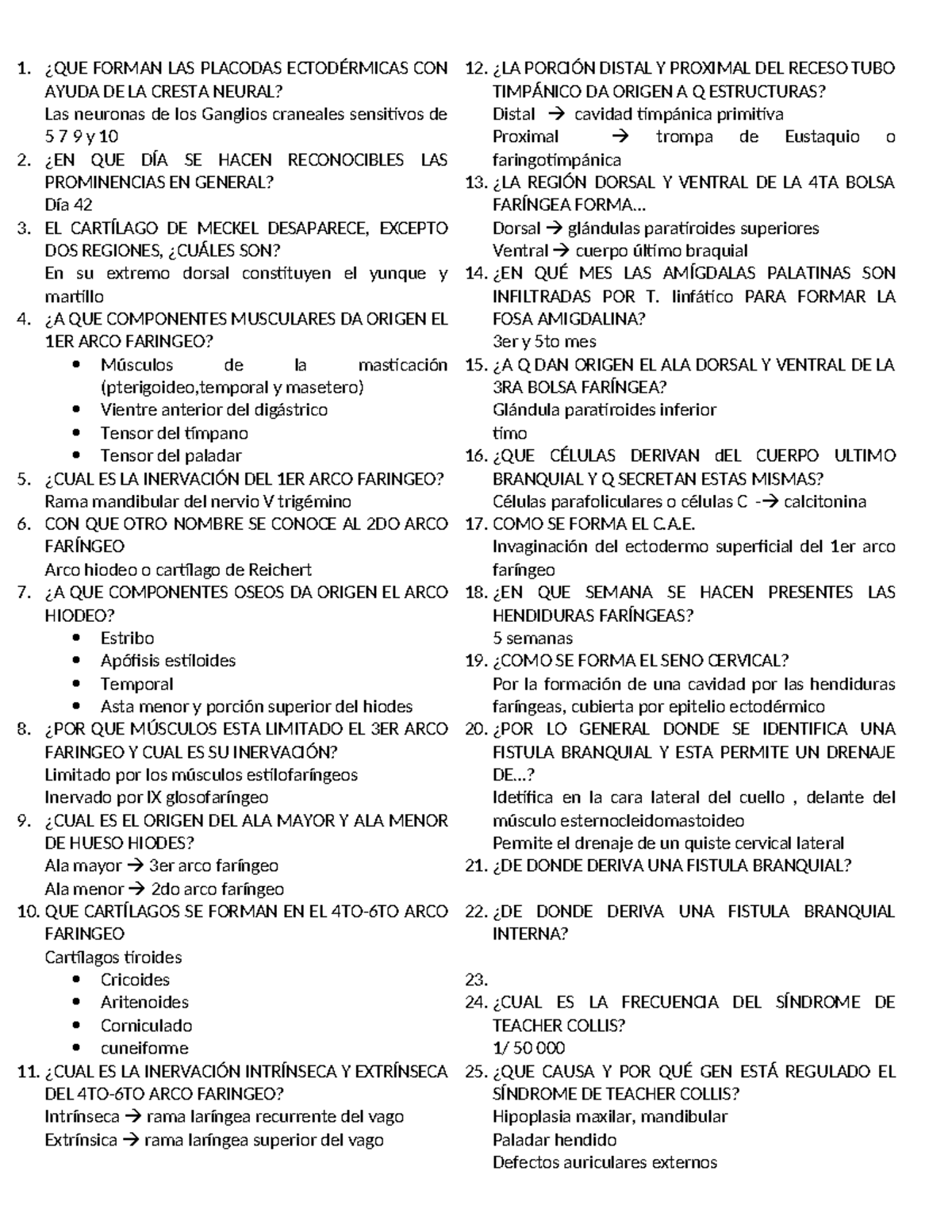 Cabeza Y Cuello Banco de Preguntas - 1. ¿QUE FORMAN LAS PLACODAS ...