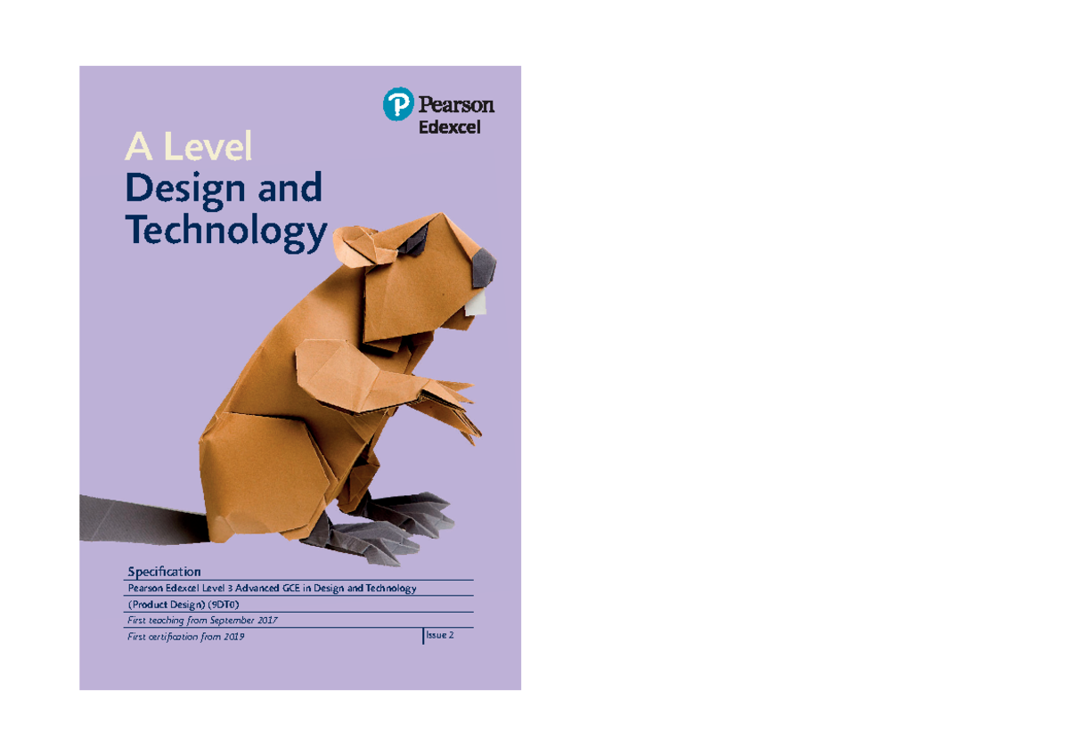 Pearson Edexcel Level 3 GCE in Design and Technology Specification ...