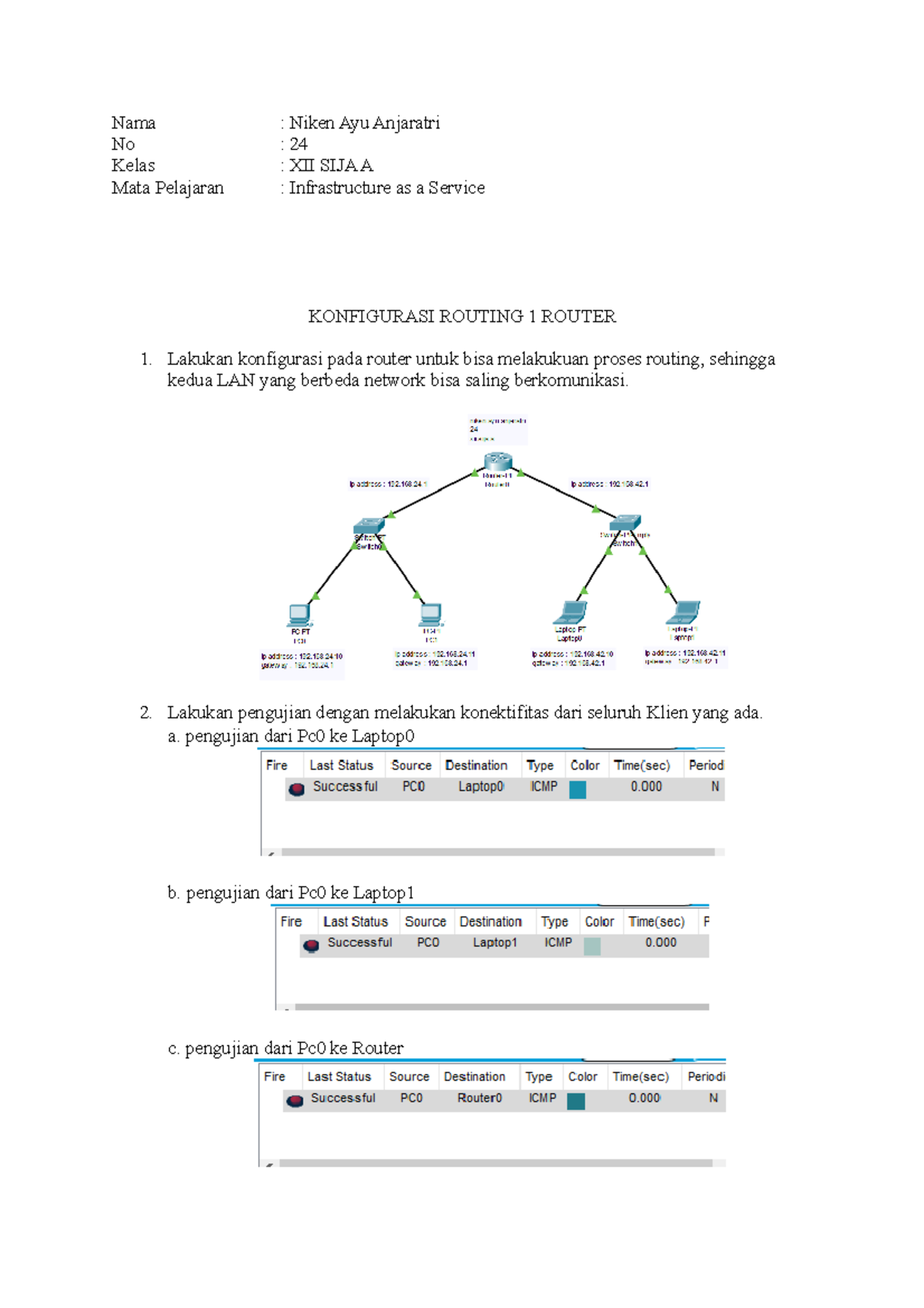12A Konfigurasi routing 1 router - Nama : Niken Ayu Anjaratri No : 24 ...