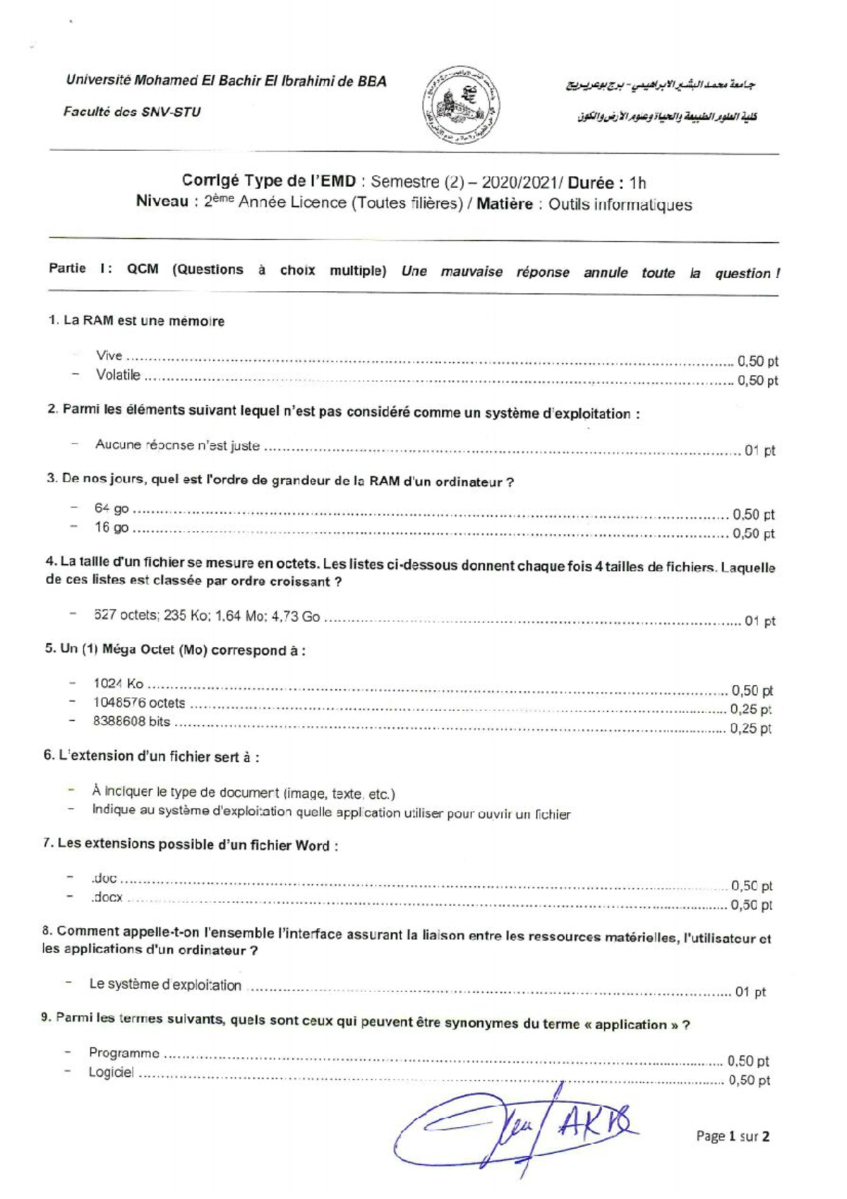 Examen 1 Outils Informatique - outils informatiques - Studocu