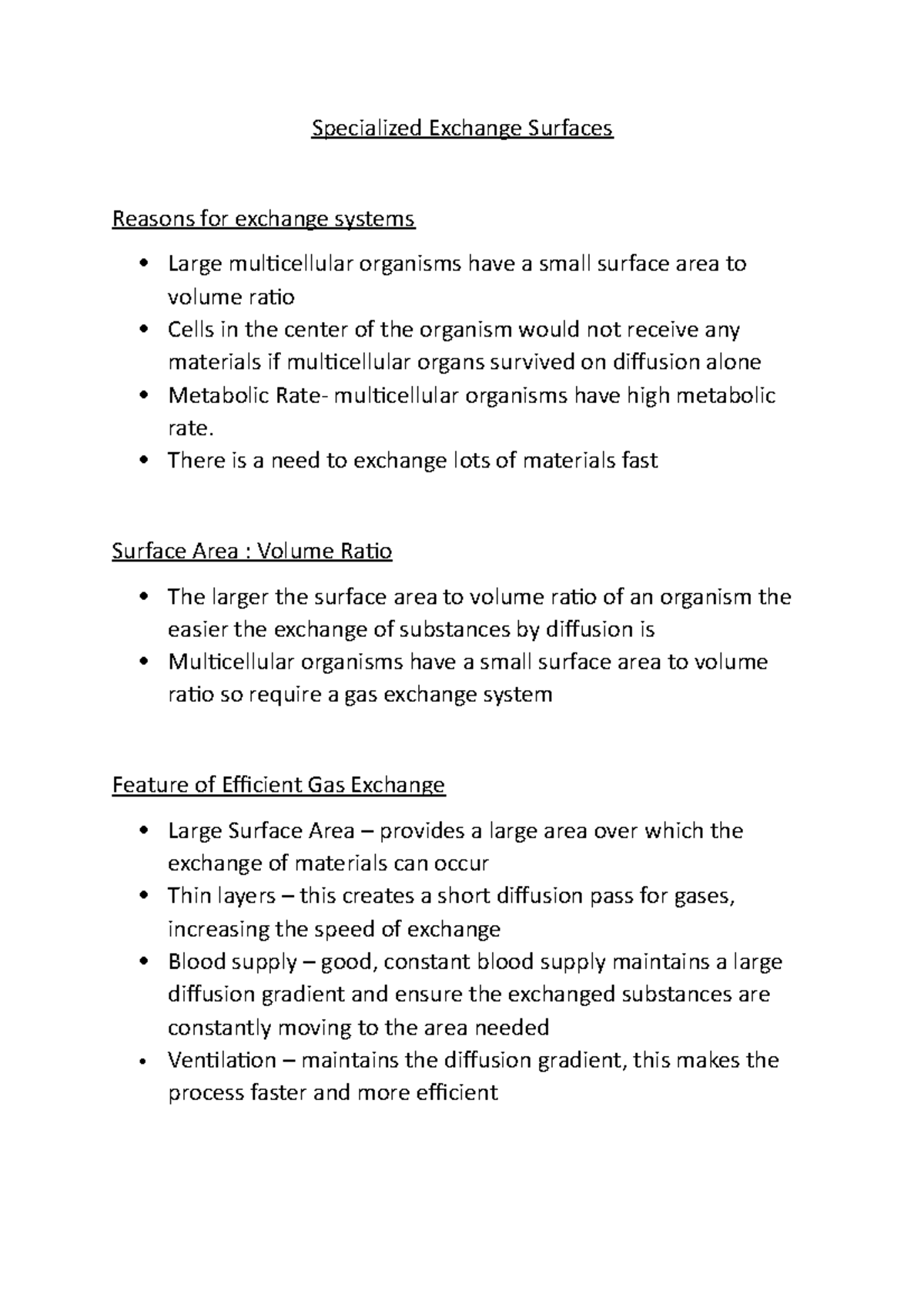 Specialized Exchange Surfaces - Specialized Exchange Surfaces Reasons ...