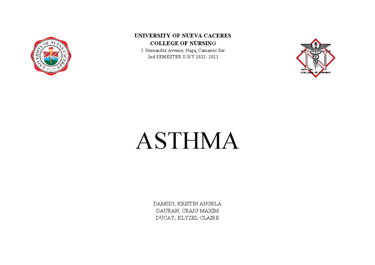 CASE Analysis - Asthma (SIR NOEL) - UNIVERSITY OF NUEVA CACERES COLLEGE ...