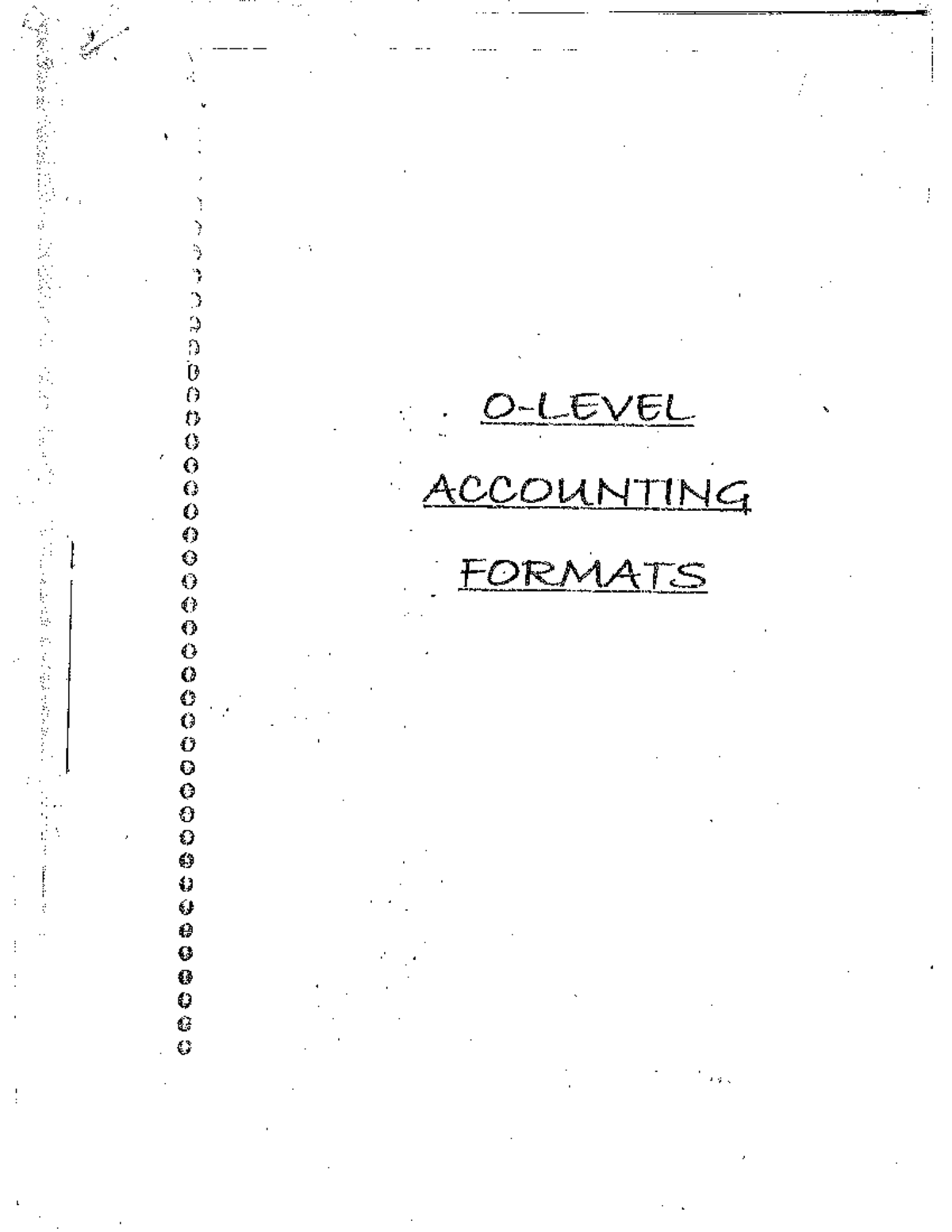 ACC O level Formats - Managerial Accounting - Studocu