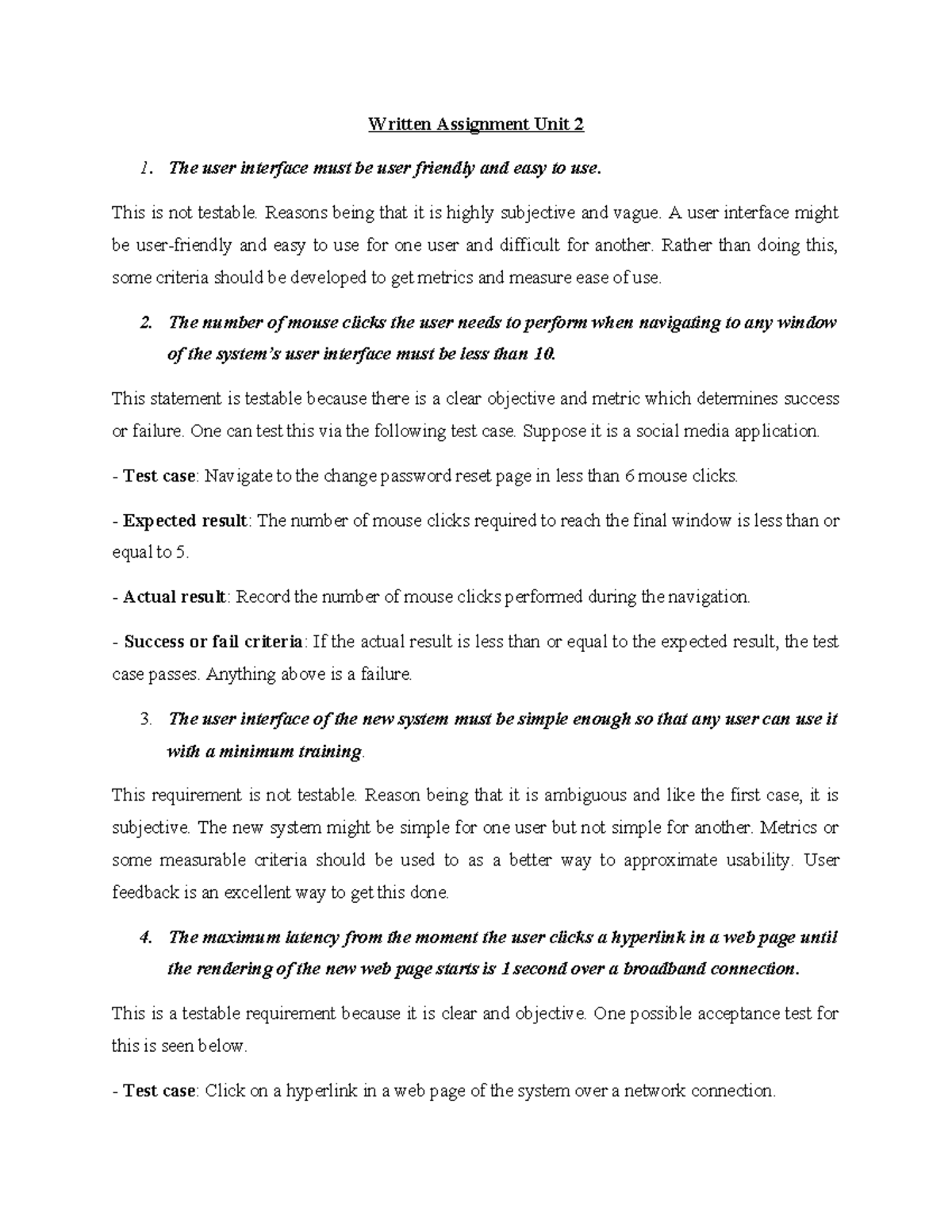 Programming Assignment Unit 2 Written Assignment Unit 2 The User