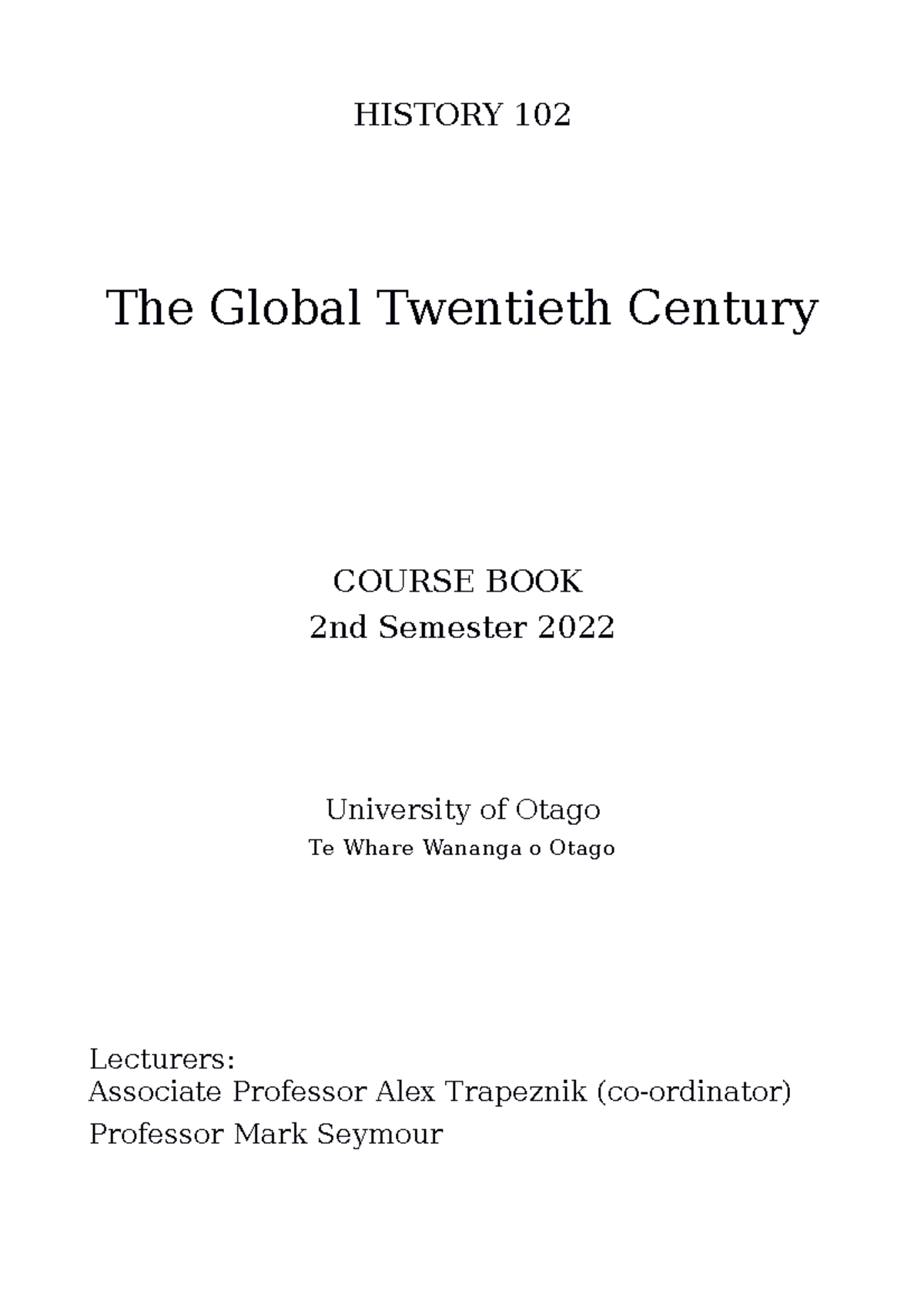 History - HISTORY 102 The Global Twentieth Century COURSE BOOK 2nd ...