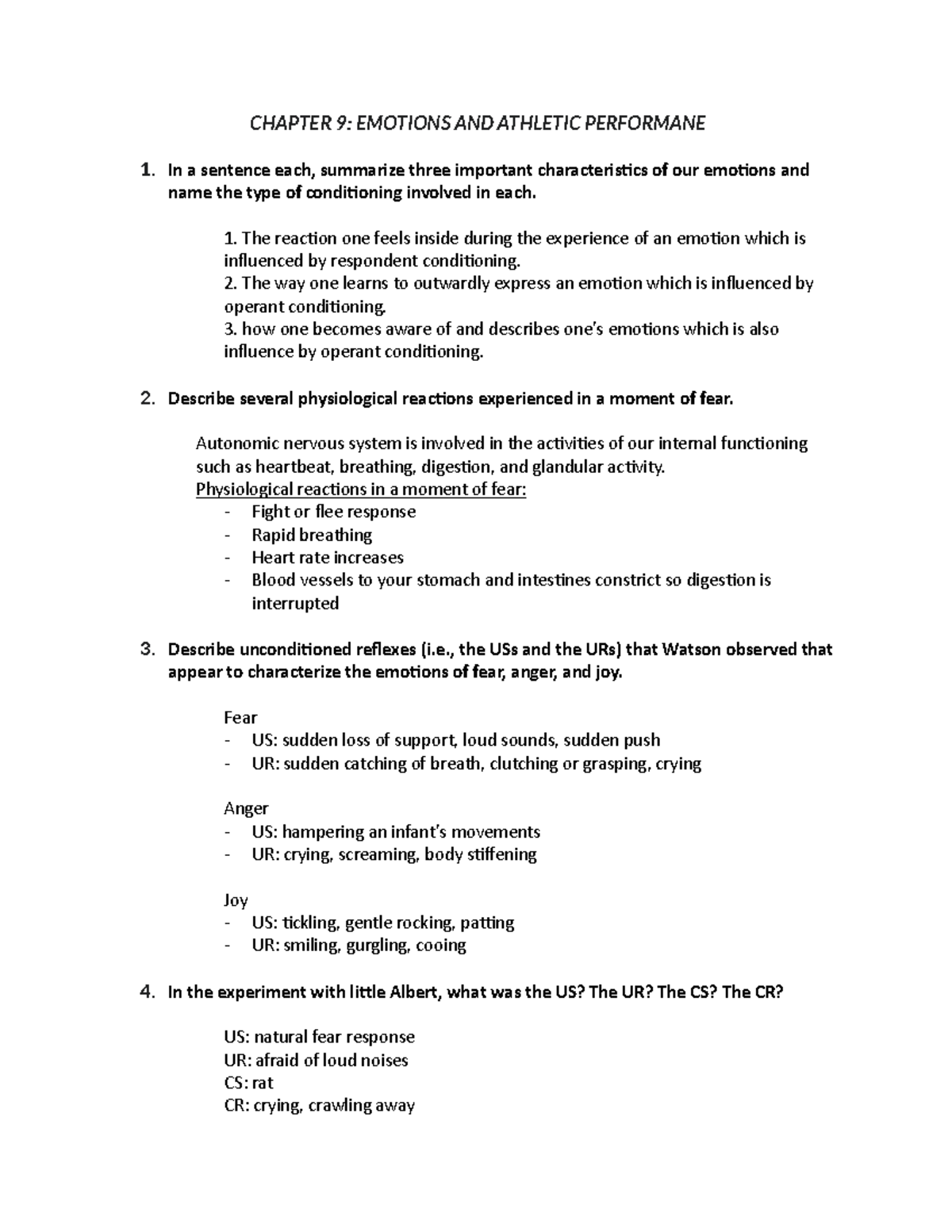 Chapter 9 - CHAPTER 9: EMOTIONS AND ATHLETIC PERFORMANE In a sentence ...