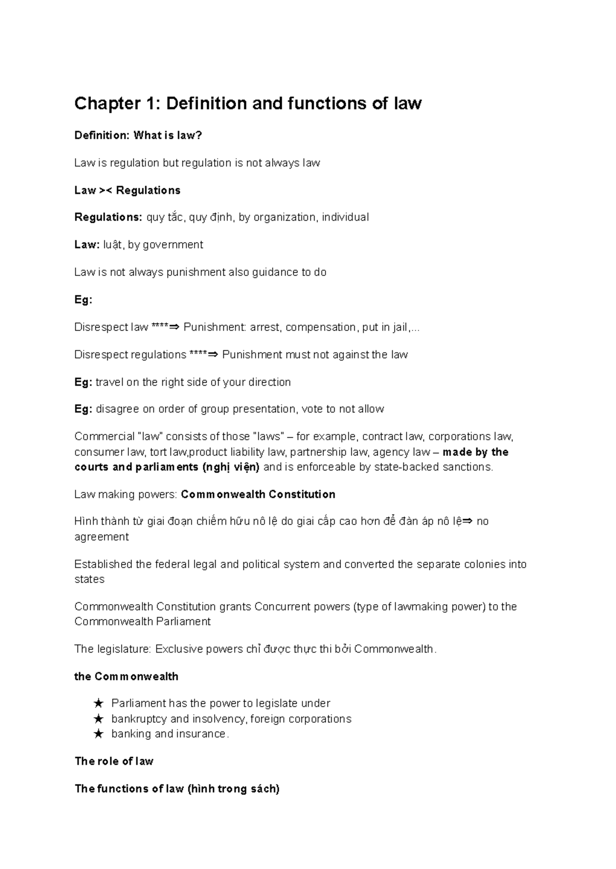 Note BL - Note BL - Chapter 1: Definition and functions of law ...