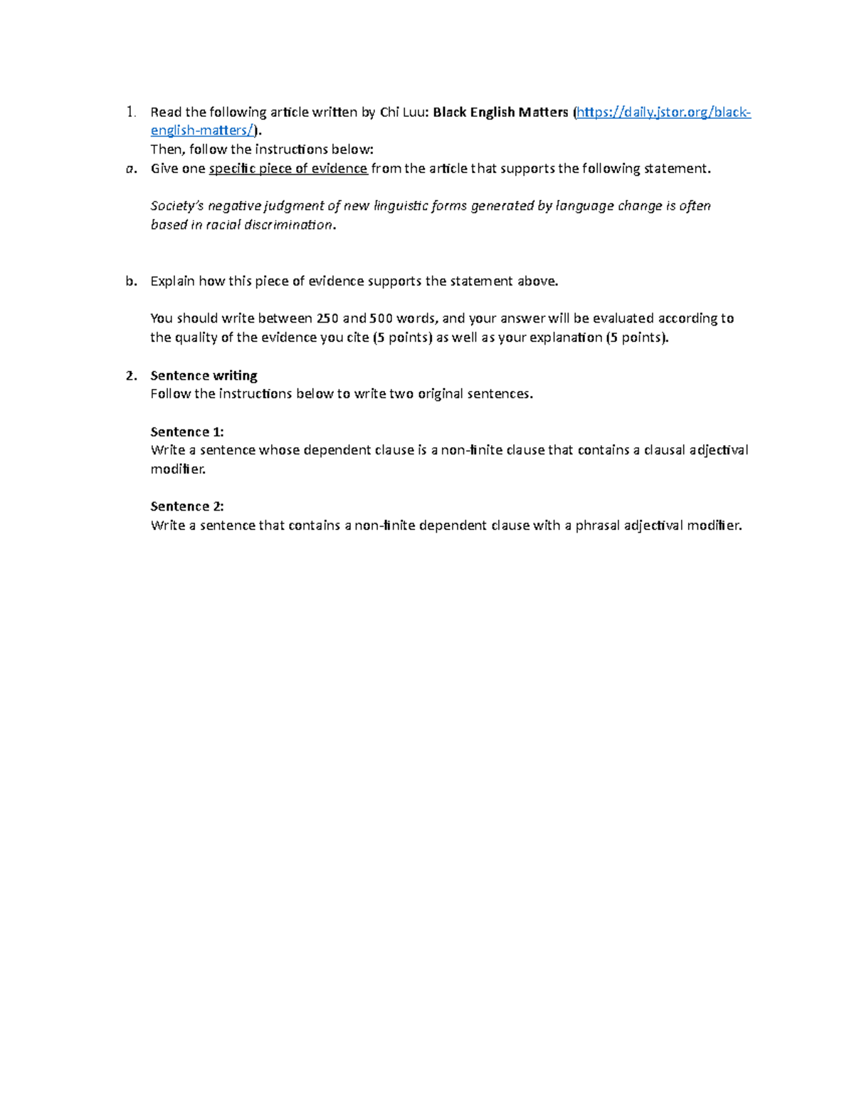 NEW - Lecture notes - 1. Read the following article written by Chi Luu ...