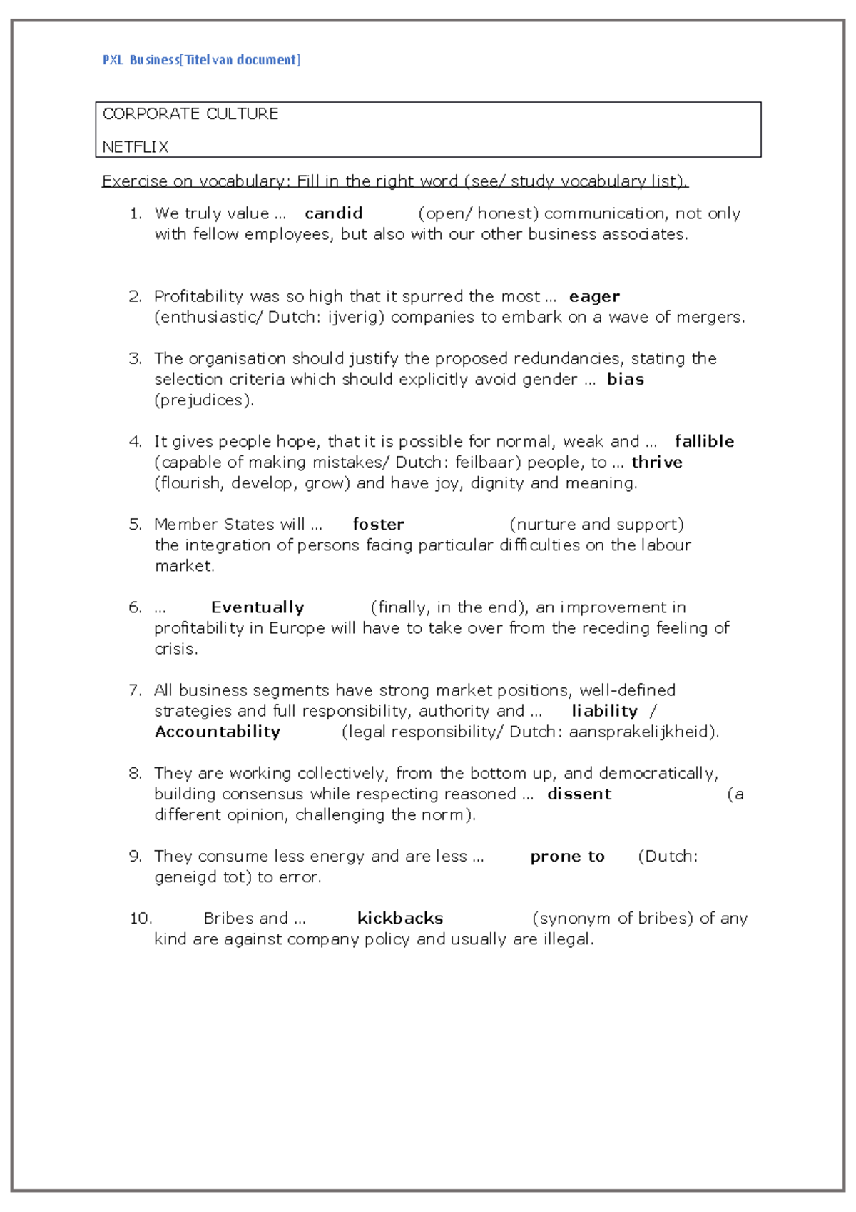 Netflix Voc Exercise - Engels2 - Studocu
