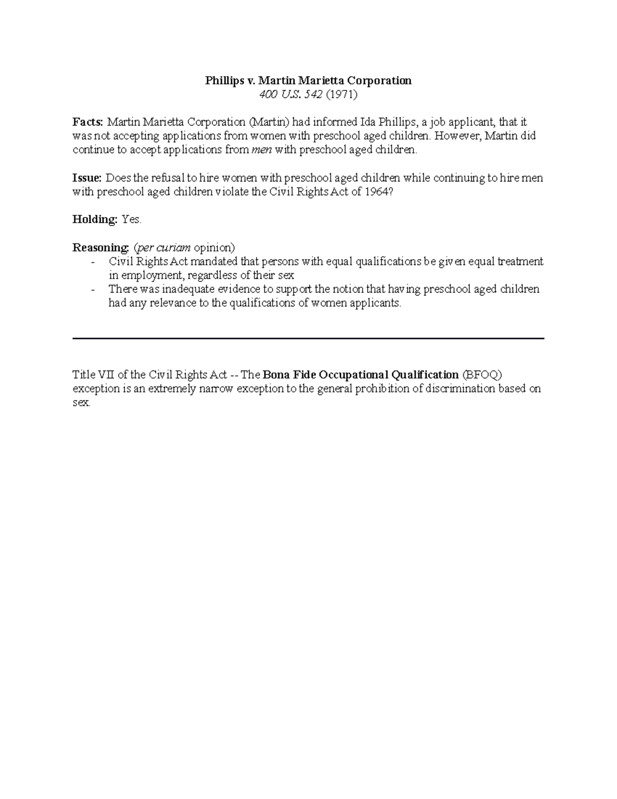 Phillips v Martin Marietta Corp - Phillips v. Martin Marietta ...