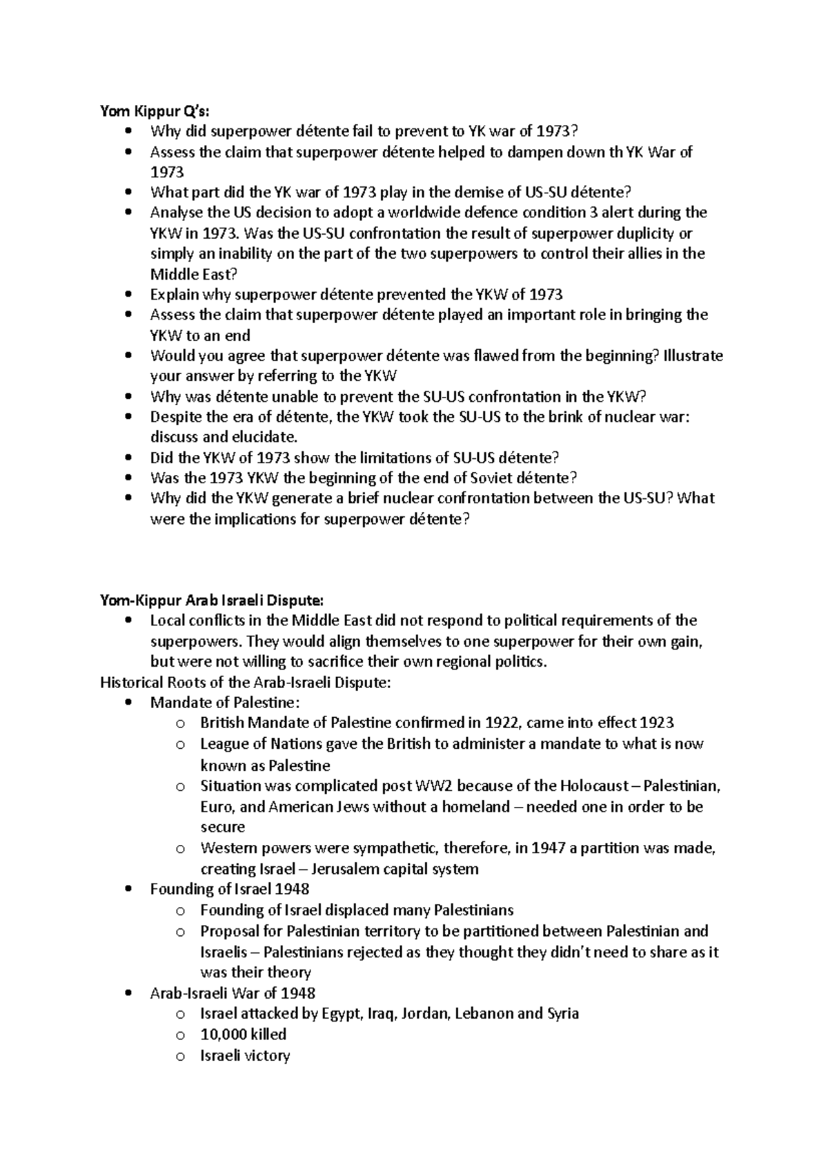 Yom Kippur Study - Yom Kippur Q’s: Why did superpower détente fail to ...