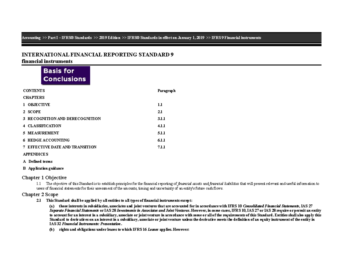 ACCT71250 IFRS 9 Financial Instruments - Accounting >> Part I – IFRS ...