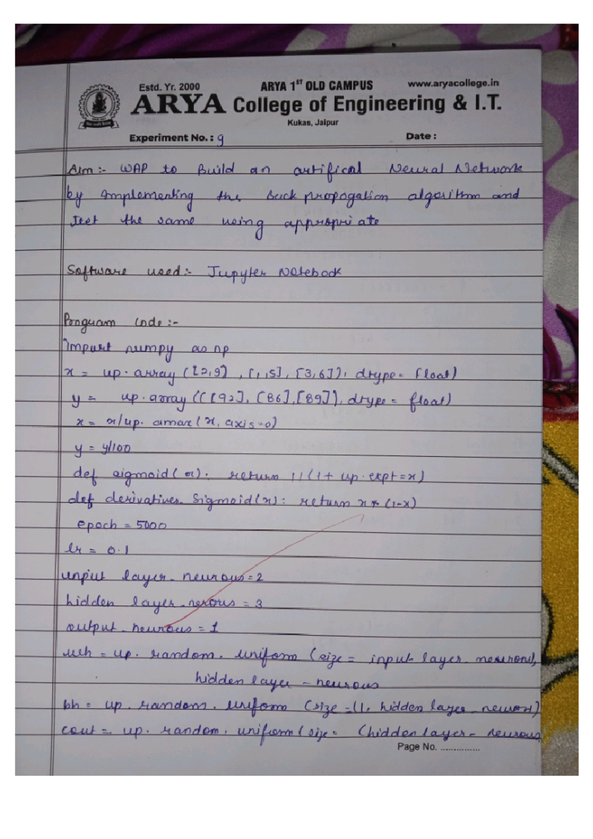 9& 10 ML lab - Ml Lab - b.tech - Studocu