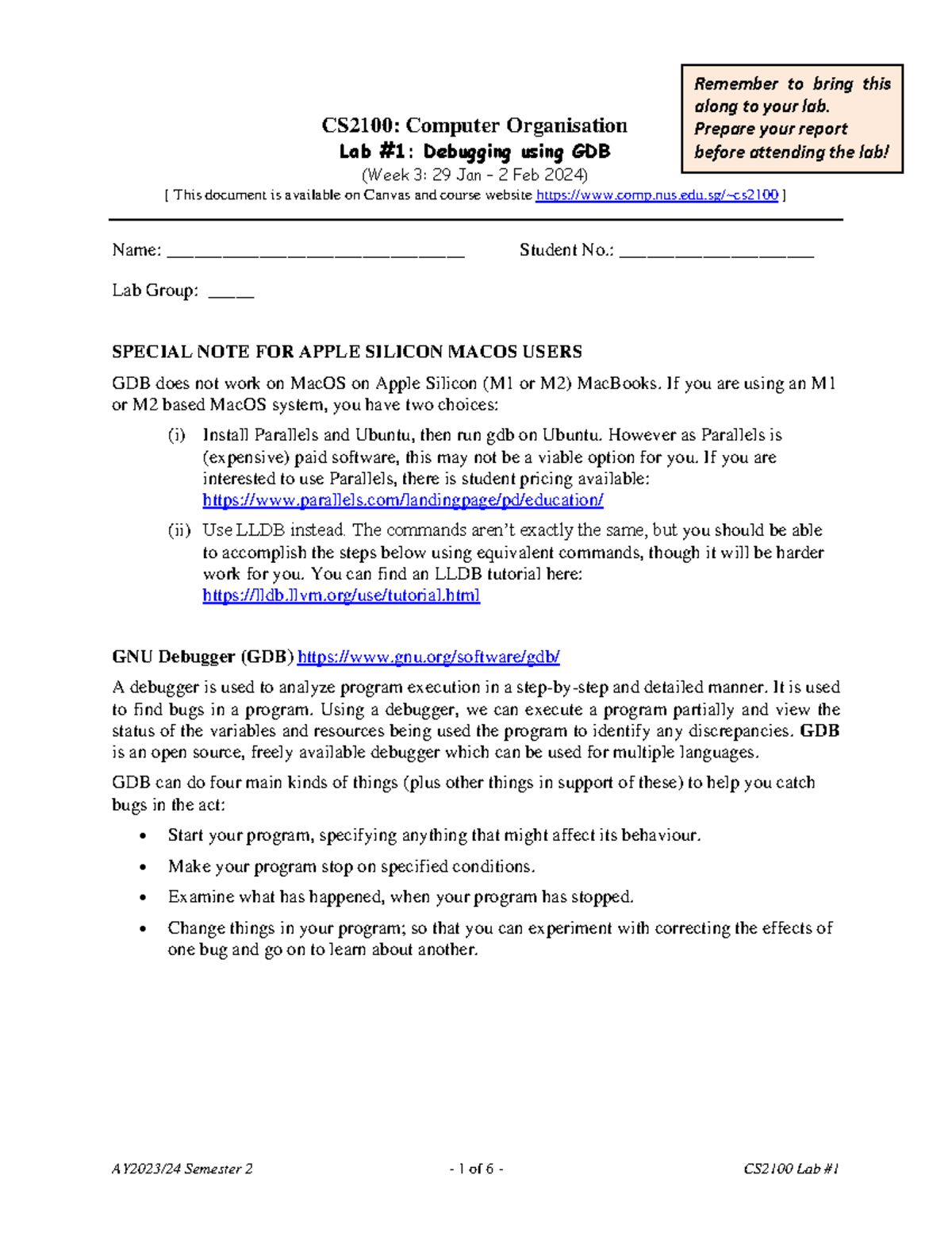 Lab1qns - Lab 1 question paper - CS2100: Computer Organisation Lab #1 ... Lab1qns - Lab 1 question paper - CS2100: Computer Organisation Lab #1 ...