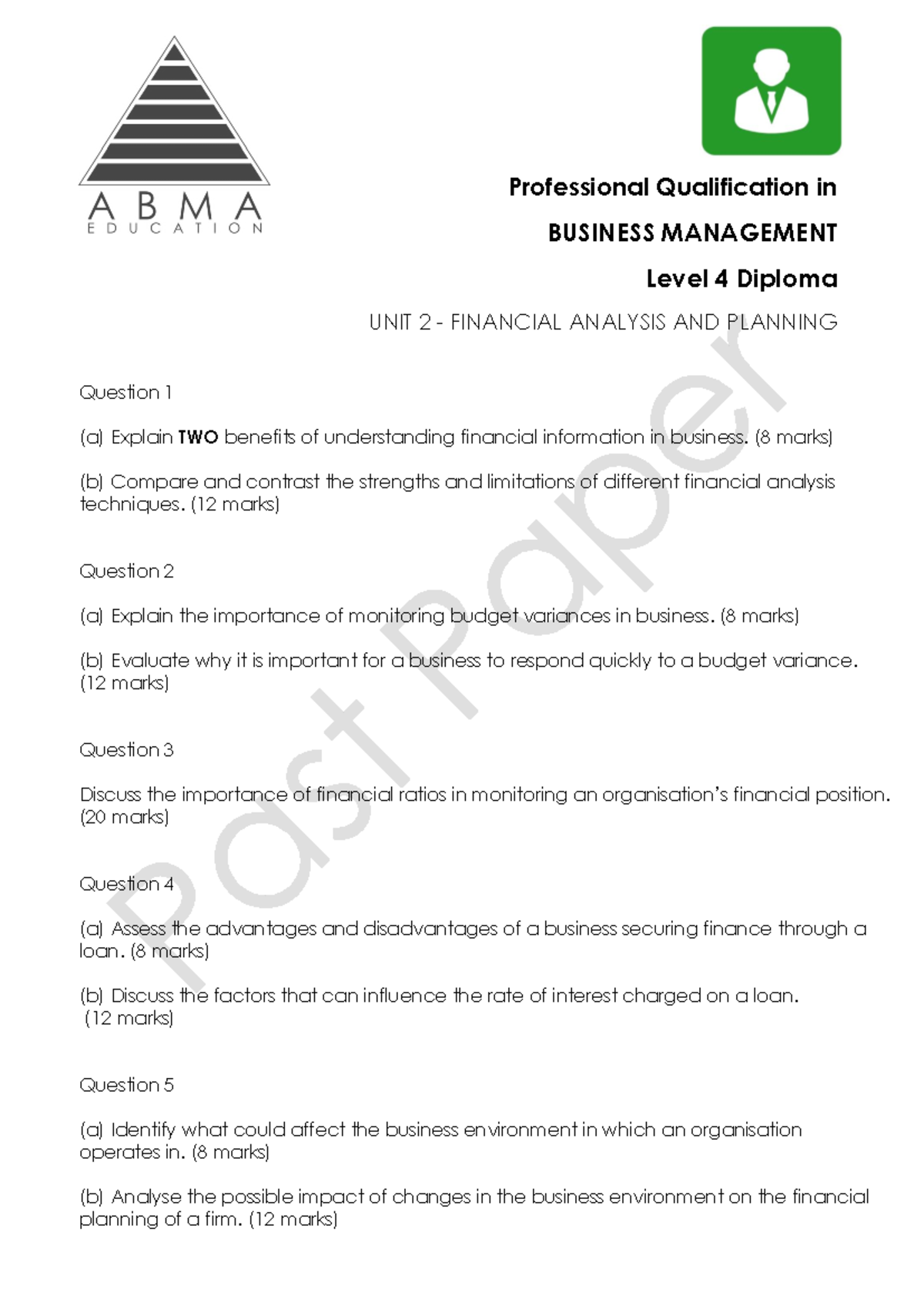 Financial Analysis n Planning June- 21 - Professional Qualification in ...