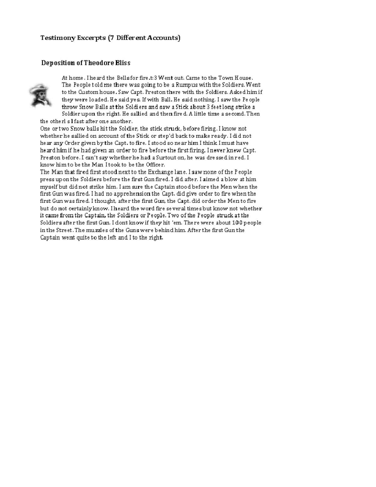 Boston Massacre Witness Testimony - Studocu