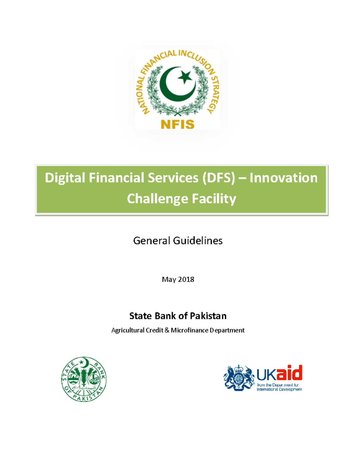 Digital Financial Services (DFS) - General Guidelines May 2018 State ...