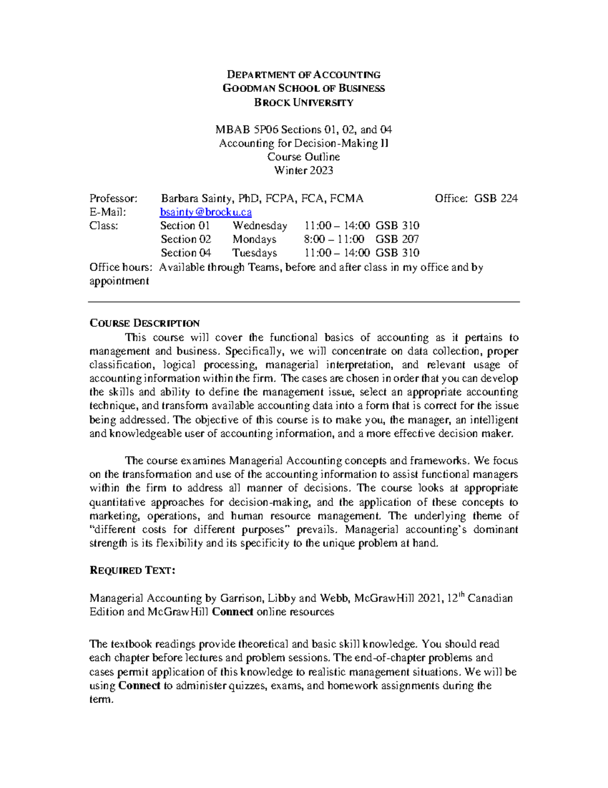 MBAB 5P06 course outline Winter 2023 final - DEPARTMENT OF ACCOUNTING ...