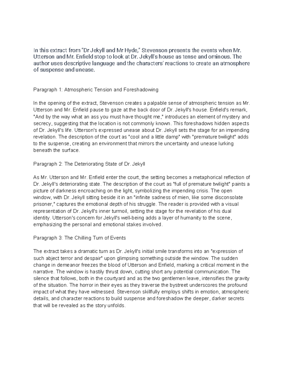 Untitled document - it was a descriptive writing - In this extract from ...