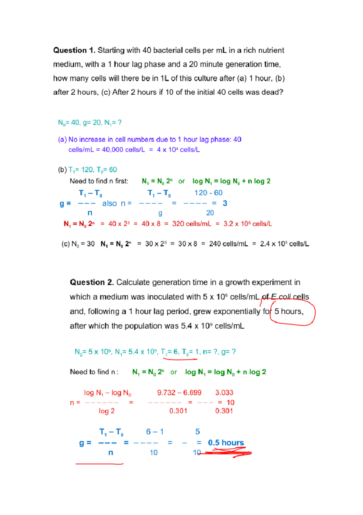 Microbiology calculations - BI 101 - Studocu