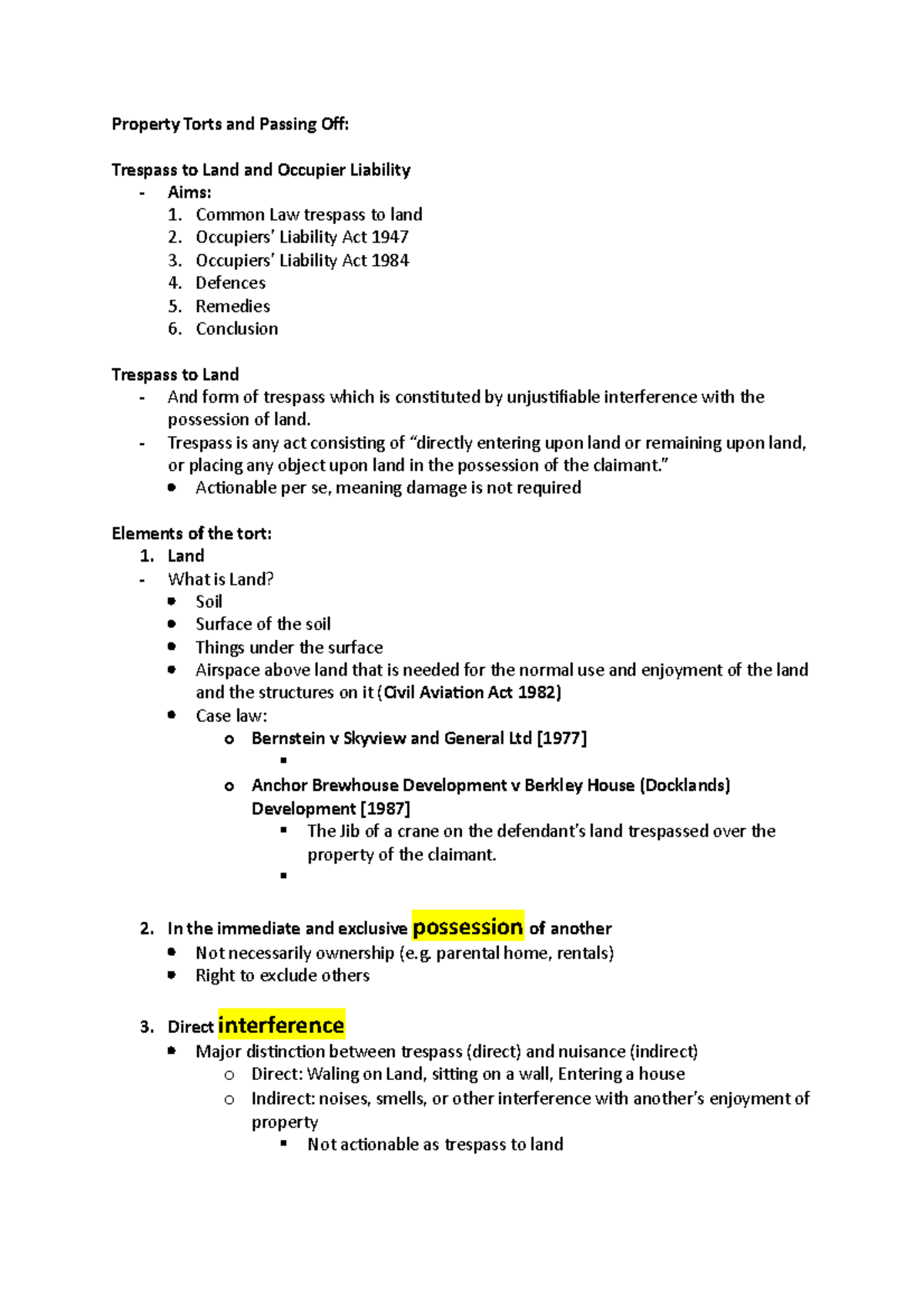 Property Torts and Passing Off - Property Torts and Passing Off ...