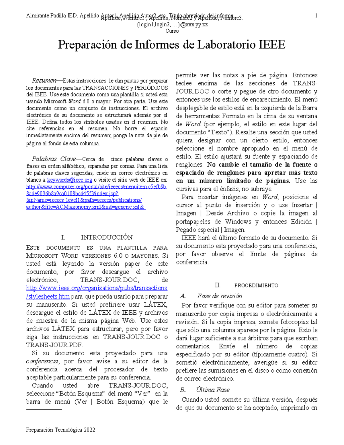 Formato Informes IEEE - Guia fisica para aprender - Resumen—Estas ...