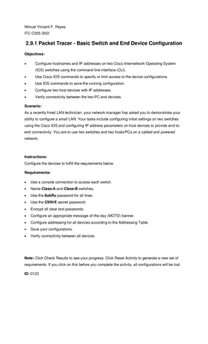 4.6.5 Packet Tracer - Connect a Wired and Wireless LAN - Reyes - Nimuel ...