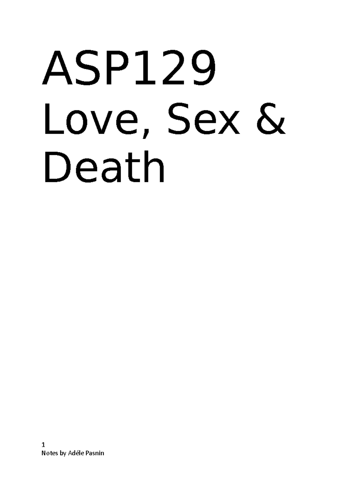 ASP129 Readings - ASP Love, Sex & Death ####### 1 WEEK ONE – Theme: The ...