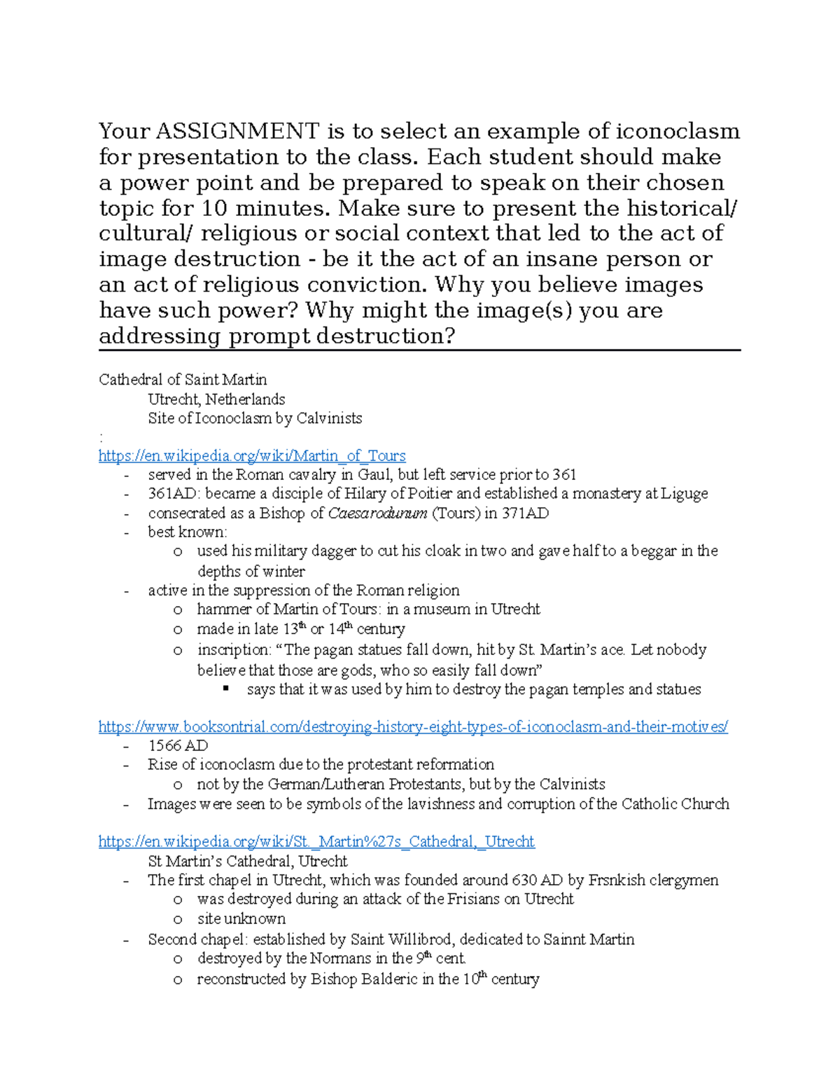 Iconoclasm Presentation Pre-Think - Your ASSIGNMENT is to select an ...